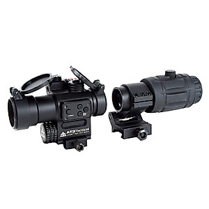 AT3 Magnified Red Dot with Laser Sight Kit - 2 MOA Red Dot with Laser Sight and 3X Magnifier (Red Laser)