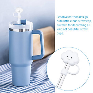 3 Pack Compatible with Stanley 30&40 Oz Tumbler, 10mm Cloud Shape Straw Covers Cover, Cute Silicone Cloud Straw Covers, Straw Protectors, Soft Silicone for 10mm Straws