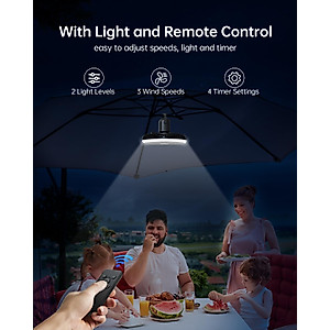 Aluan 11'' Camping Fan Outdoor Fan for Patios 12000mAh Battery Operated Tent Fan with LED Lantern, Power Bank, Remote Control, Quiet Rechargeable Portable Fan for Camping, Travel, Outdoor