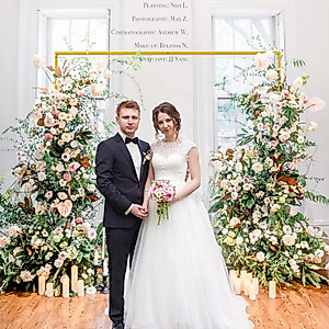 6.6FT x 6.6FT Gold Wedding Arches for Ceremony Square Backdrop Stand Metal Balloon Arch Stand Kit Wedding Arch Frame for Birthday Party Bridal Shower Anniversary Decoration