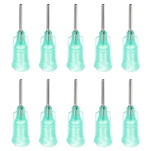 PATIKIL 18Ga x 0.5 Inch Dispensing Needle Tips, 100Pcs Stainless Steel and Plastic Glue Needle Tube Blunt Tips with Luer Lock for Glue Oil Applicator, Cyan Blue