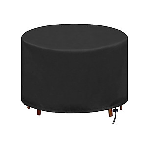 Round Patio Furniture Covers, Outdoor Furniture Cover Waterproof, 420D Patio Table Cover with 4 Windproof Buckles, Outdoor Patio Cover Fits for 6-8 Seats-39x51inch(100x130cm)