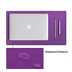 Desk Pad, Purple Desk Blotter,zxtrby Mouse Mat for Office Home Desk Protector pad Waterproof Cotton & Nano Technology Water 24''x14'' (Purple)
