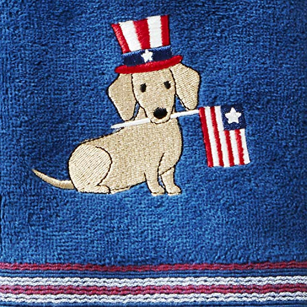 SKL Home Patriotic 4th of July Uncle Sam Hand Towel Set, Navy 2 Count