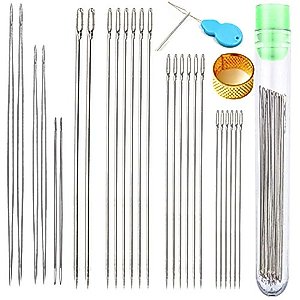 Y-Axis 26 Pcs Assorted Beading Needles Including 6 Pcs Big Eye Beading Needles + 20 Pcs Long Straight Beading Thread Needles with Needle Bottle