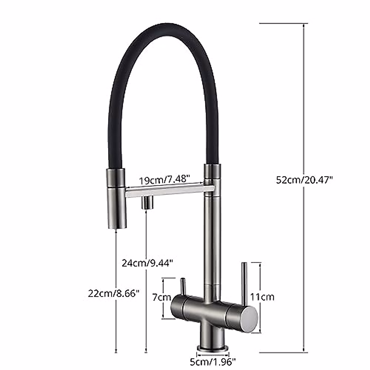 Kitchen Water Filter Faucet Dual Spout Solid Drinking Water Mixer Tap Rotation Water Purification Feature Taps Kitchen Crane