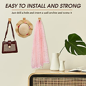 8 Pieces Wood Wall Hooks Hat Rack Decorative Wooden Coat Hooks Wall Mounted Heavy Duty Beech Coat Hangers for Wall Single Adhesive Backpack Hanger for Bathroom Hanging Hat Towel Key, Rectangle, 30lbs