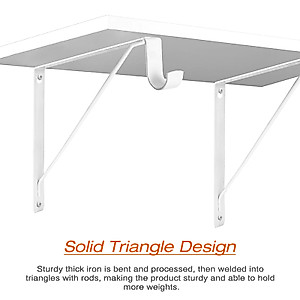 KOVOSCH 4 Pack Heavy Duty Closet Shelf & Rod Brackets, Wall Mounted Closet Shelf Brackets, 11 x 10.2 Inch Closet Shelf Brackets with Rod Support, White