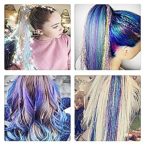 47 Inch 12 Colors Hair Tinsel 2400 Strands With Tool Sparkling Dazzle Glitter Shiny Hair Extensions Hair Tinsel Kit