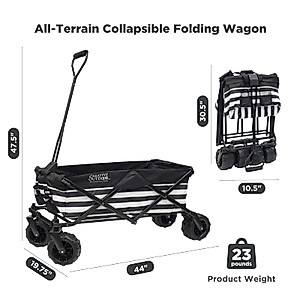 Creative Outdoor Push Pull Stroller Wagon for Kids, 150lbs Weight Capacity, All-Terrain Collapsible Folding Cart with Canopy for Cargo, Beach, Park, Garden, Camping & Tailgate