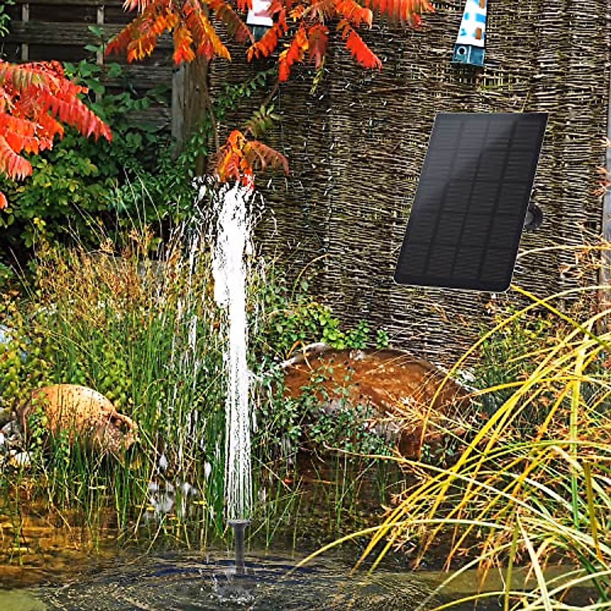 LEDBOKLI Solar Water Fountain Pump with Solar Panel and USB Powered, Solar Water Fountain Pond Pump Kit, Solar Powered Fountain USB Water Pump Solar Submersible Pump for Bird Bath Garden Backyard Pool