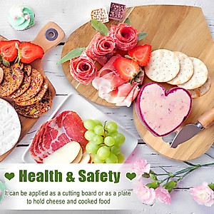 Lounsweer 2 Pcs Heart Shaped Cutting Board, 12 x 10 Inch Heart Acacia Wood Bread Board Decorative Cheese Serving Platter Tray Wooden Charcuterie Board for Meat Cheese Vegetables Valentine's Day Gifts