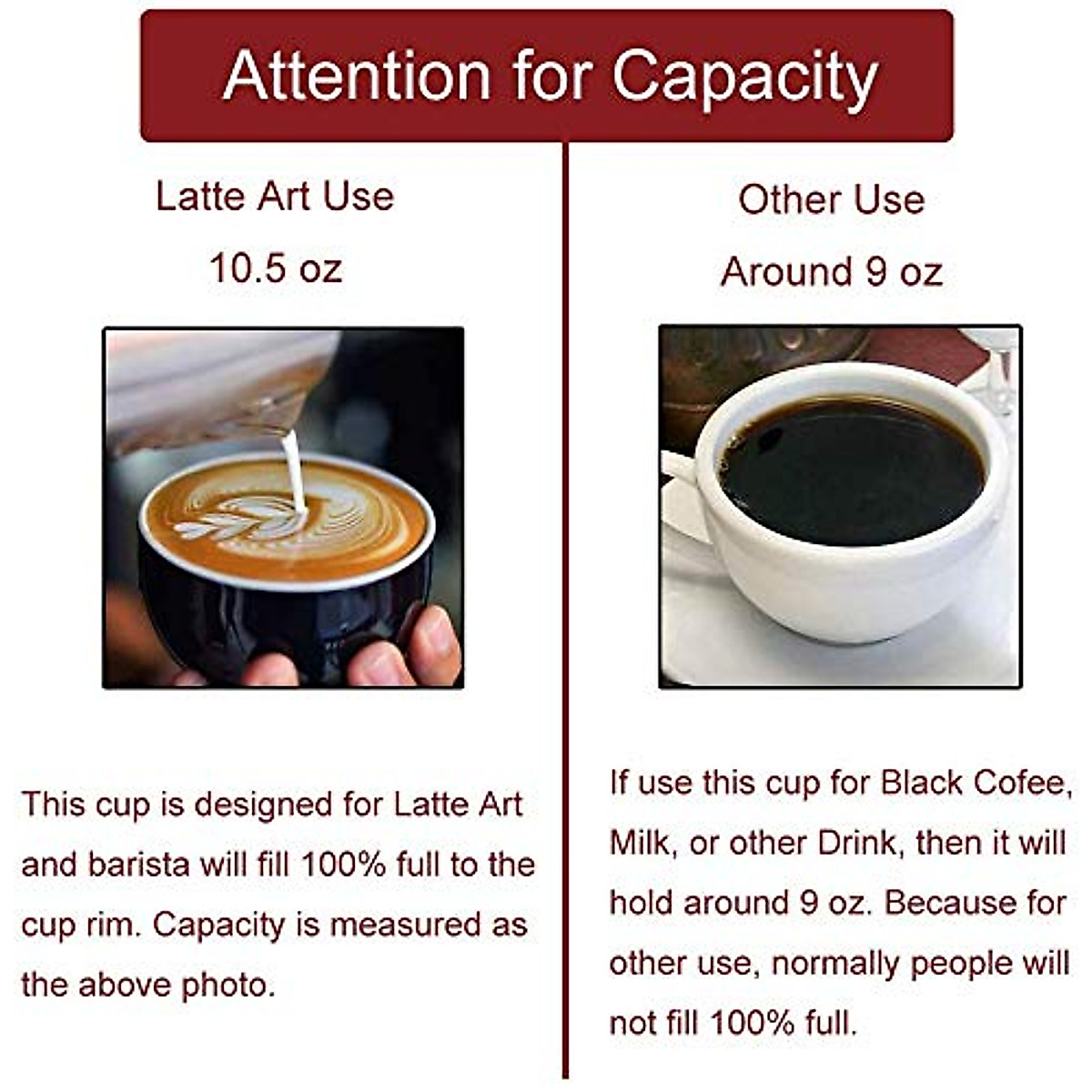 Coffeezone Latte Art Cup and Saucer for Latte & Cappuccino, Great Cup Shape for Coffee Shop and Barista (Glossy Light Blue, 10.5 oz)