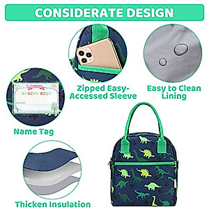 VASCHY Lunch Box Bag for Kids, Insulated Lightweight Lunch Box Tote for Toddler Boys and Girls School Daycare Kindergarten Dinosaur