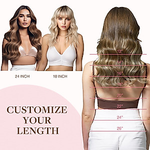 GOO GOO Wire Hair Extensions Human Hair, 3/8/613 Walnut Brown with Ash Brown and Bleach Blonde Balayage 18inch 95g, Invisible Wire Hair Extensions with Transparent, Seamless Fish Line Hairpiece