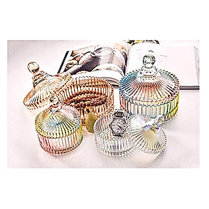 CHOOLD Luxury Colorful Tent Shaped Crystal Candy Jar with Lid,Clear Glass Apothecary Jar Wedding Candy Buffet Jar Food Jar (10oz/24oz) (Amber-S)