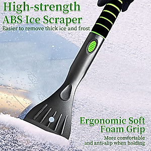 SEAAES 51 Inch Ice Scraper and Snow Brush with Squeegee, Extendable Snow Ice Removal with Foam Grip for Windshield SUV Truck Vehicle Window