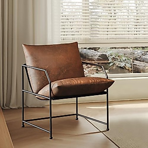 Homy Grigio Reading Chair Living Room Chairs Accent Chairs Set of 2 & 1 for Living Room Modern Teen Chairs for Bedroom Comfy Lounge Chairs Side Arm Chairs with Heavy Duty Metal Legs (Set of 1, Brown)