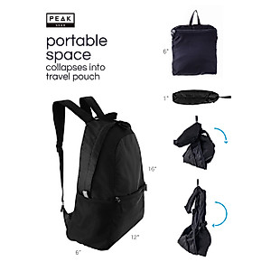 Peak Gear Foldable Backpack - Compact Packable Day Pack - Includes Lifetime Lost & Found ID