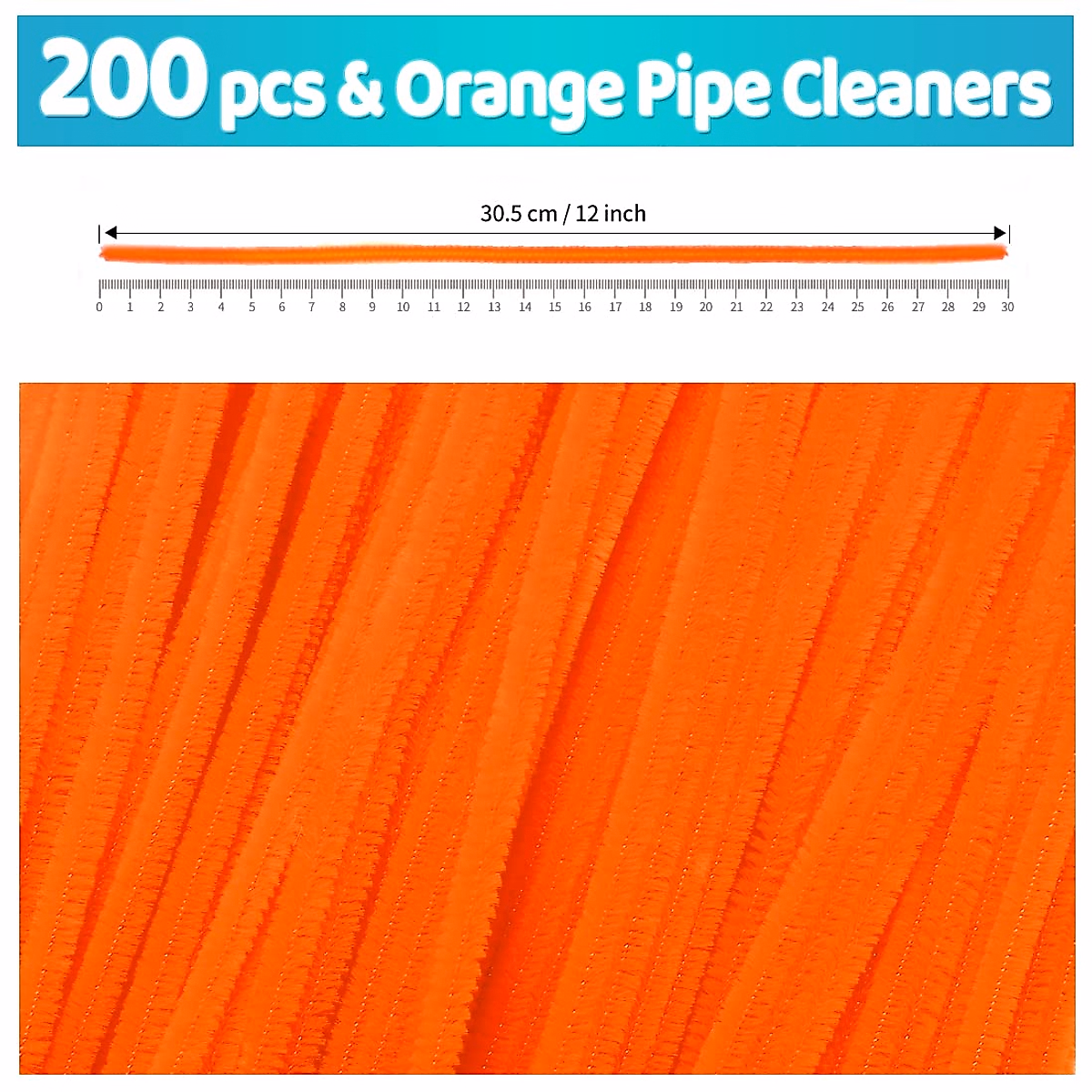 Iooleem 200pcs Orange Pipe Cleaners, Chenille Stems, Pipe Cleaners for Crafts, Pipe Cleaner Crafts, Art and Craft Supplies.