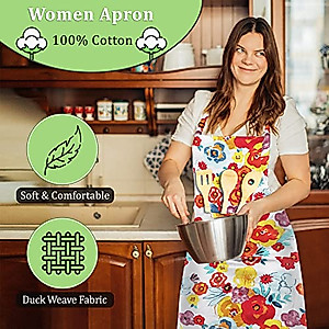RUVANTI Cotton Enrich Cute Aprons for Women with Pockets Adjustable upto XXL, Cooking, Kitchen, Server, Chef Apron