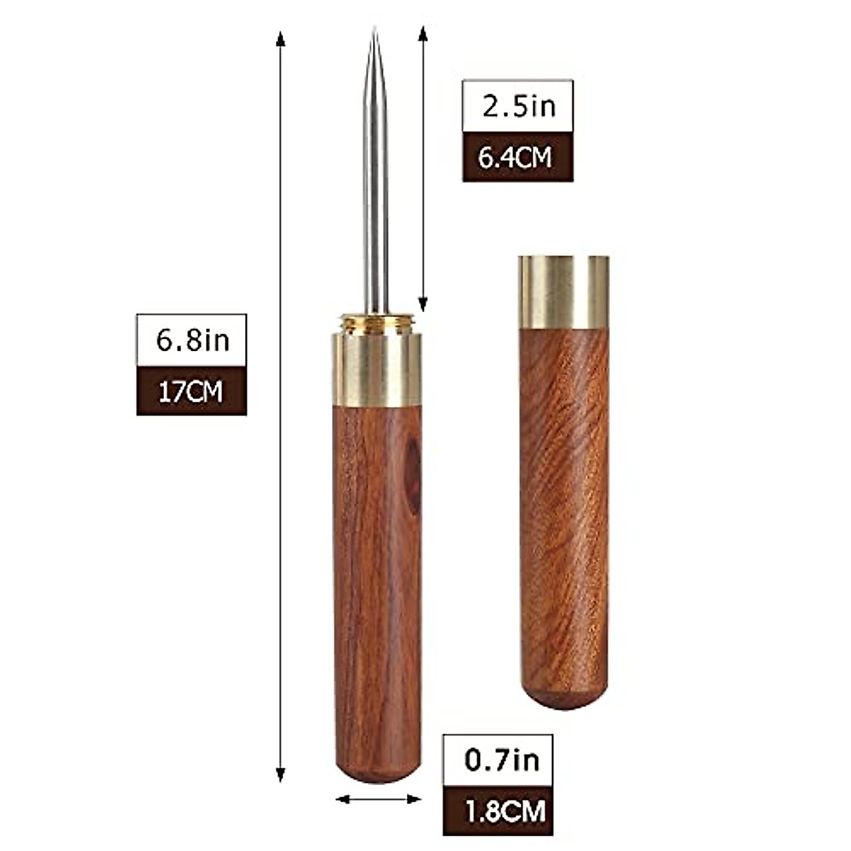 Stainless Steel Ice Pick with Wooden Handle and Sheath Kitchen Tool (Brown)
