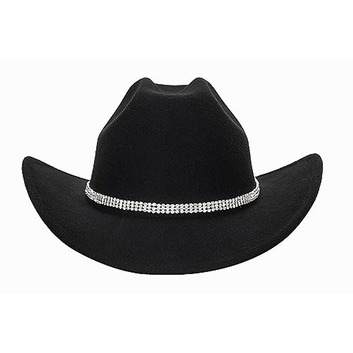 Women Western Rhinestone Cowboy Hat - Classic Bling Diamond Band Decoration Rodeo Fedora Hat(Size:Large)