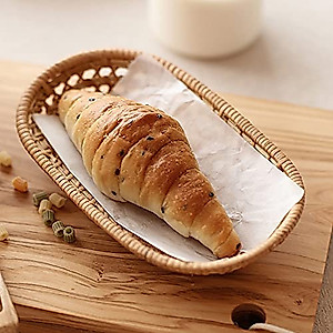 WSZJJ Rattan Bread Basket, Supermarket Fruit and Vegetable Display Basket, Snack Storage Box, Woven Basket, Fruit Basket (Size : 27cm)