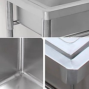 ZGDXPLA Outdoor Stainless Steel Sink Free Standing Commercial Restaurant Utility Sink with 2 Single Cold Faucets Garden Sink with Backsplash Strong Stability for Garage Restaurant Backyard