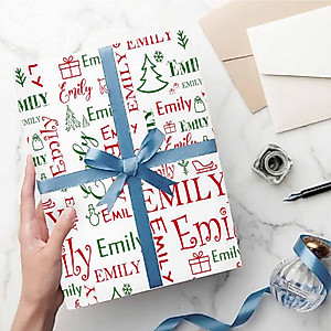 Artsadd Custom Christmas Wrapping Paper Rolls with Name Xmas Personalized Birthday Gift Wrapping Paper for Kids Men Women 58"x 23"