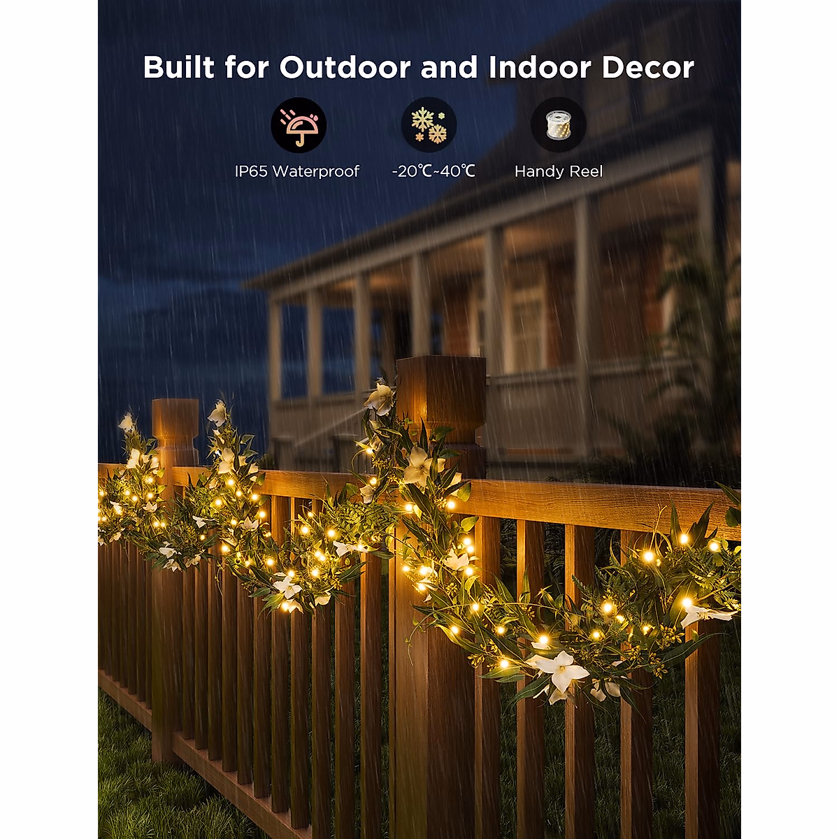 Govee 66ft String Lights, Smart RGBIC Rope Lights Indoor with 99+ Preset Scene Modes, IP65 Waterproof Christmas LED Lights Outdoor, Sync with Music, Works with Alexa, Holiday Home Party Decoration