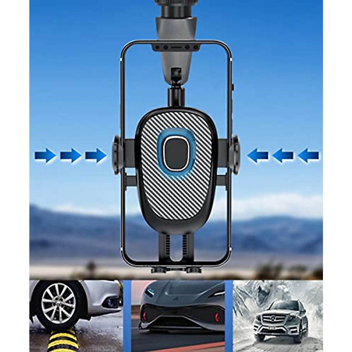 HIYITKS Car Phone Holder Multifunctional 360° Rearview Mirror Phone Mount【2022 New Version】 Universal Cell Phone Stand Phone and GPS Holder Adjustable Cell Phone Cradles Car Mirror iPhone Mount