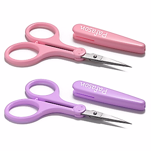 PAFASON 4" Stainless Steel Detail Craft Scissors Set with Straight & Precise Tips & Safety Cover Ideal for Scrapbooking, Paper Cutting, Sewing, Crafting, Quilting