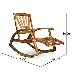 Christopher Knight Home Alva Outdoor Acacia Wood Rocking Chair with Footrest, Teak Finish
