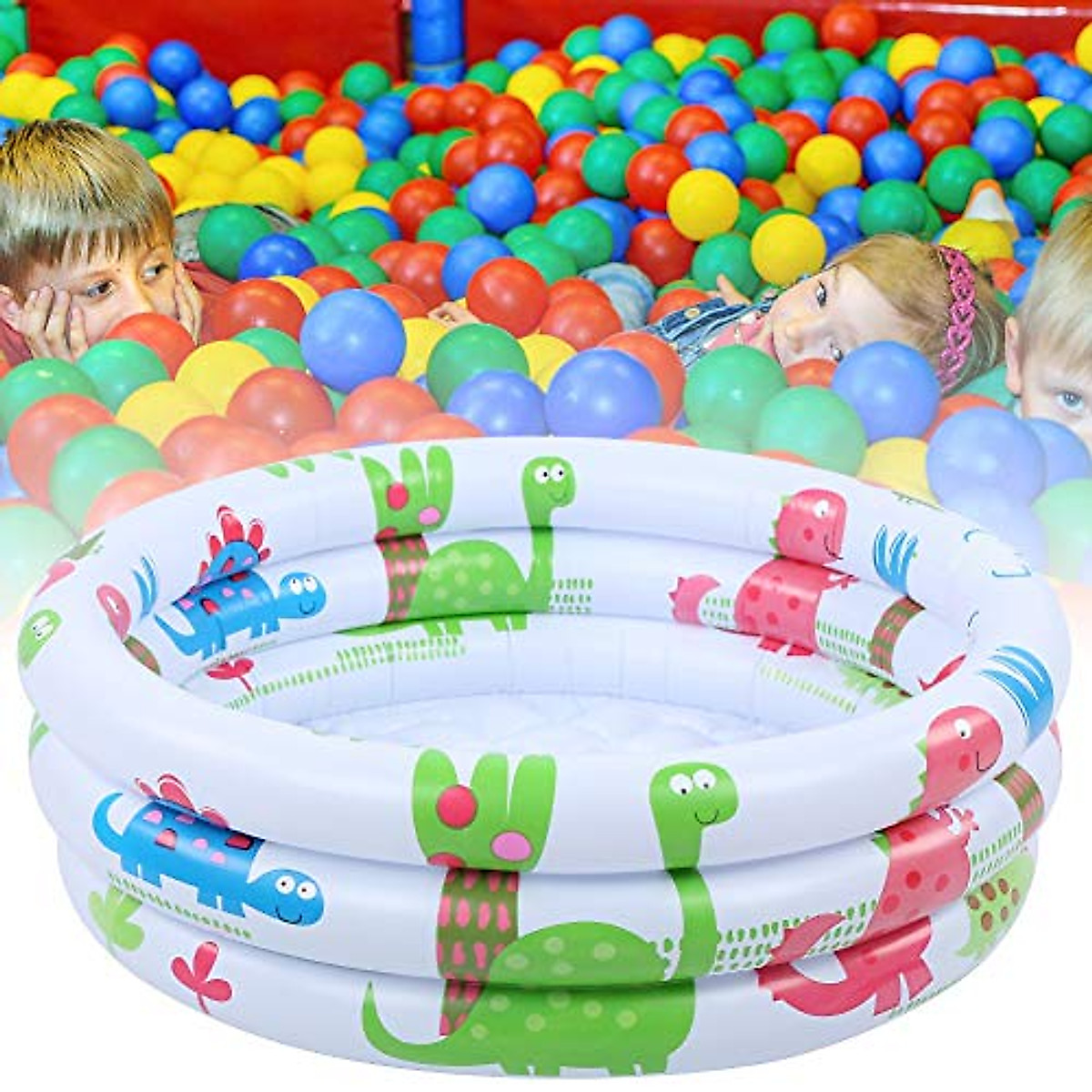 Kiddie Pool,Round Inflatable Baby Swimming Pool,Portable Inflatable Children Little Pump Cartoon Dinosaur Pool Kiddie Paddling Pool Indoor&Outdoor Toddler Water Game Play Center for Kids/Girl/Boy