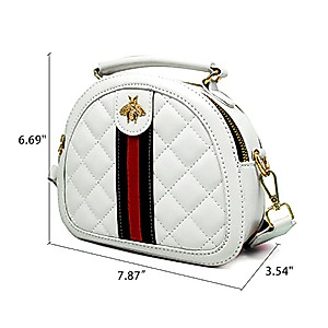 Beatfull Designer Bee Crossbody Bags for Women Stylish Round Quilted Shoulder Purse Small Leather Top Handle Cross Body Handbag