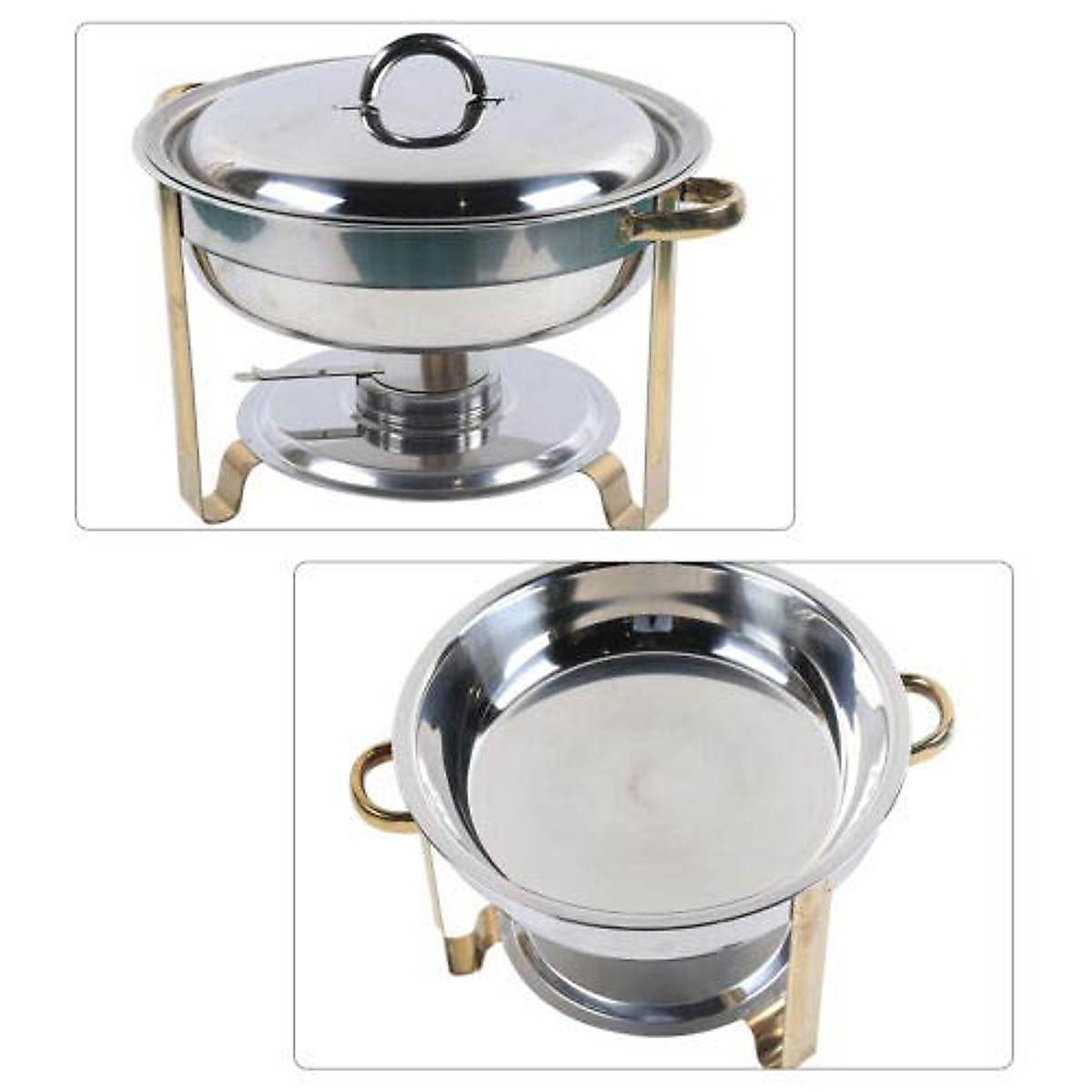 Chafing Dish Buffet Set, Stainless Steel Chaffing Server Set, 4L Large Capacity Chaffing Warming Tray, Round Buffet Warmer Set for Brunches, Catering, Parties, Wedding