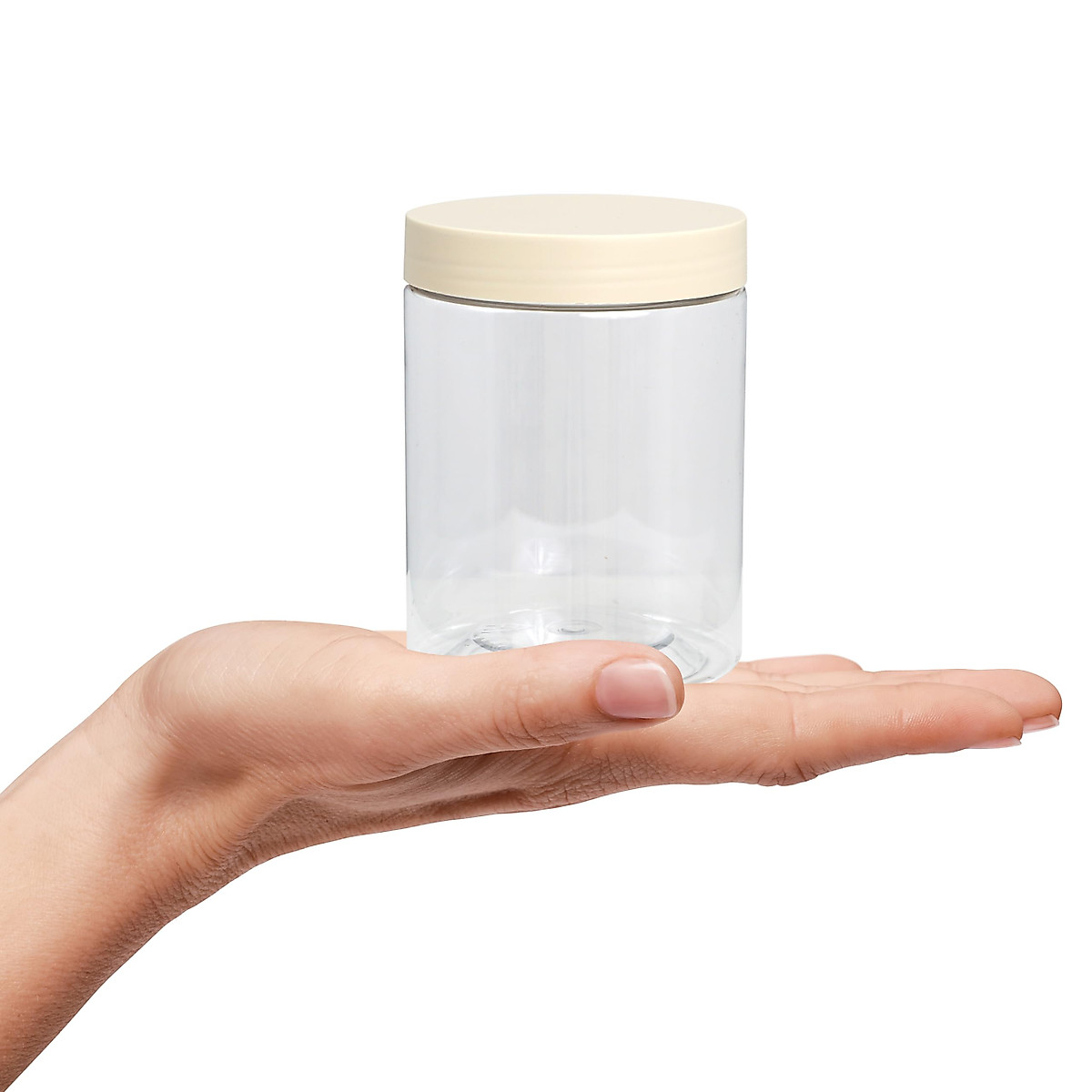 The Hampton Candy Company 8 Plastic Clear Storage Jars, 12 Ounce Jars with Lids, Beauty Products, Kitchen & Household Storage, BPA Free