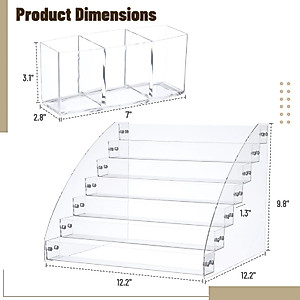CDOKY Large 7-Tier Acrylic Paint Organizer with 3-Compartment Pen Holder, Space-Saving Paint Organizer Set Durable Acrylic Oil Paints Tubes Ink Bottle Tool Storage
