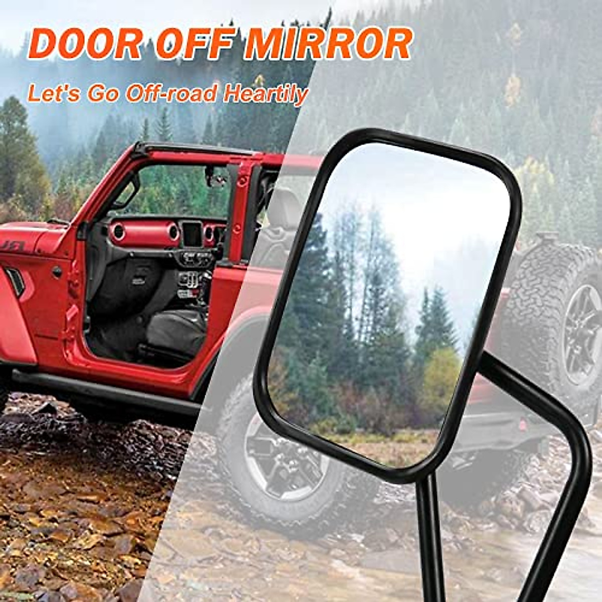 Doors Off Mirrors Compatible with Jeep Wrangler JK JL & Unlimited,Anti-shake and Wider View Mirror Door Off Easier Install Door Hinge Mirror