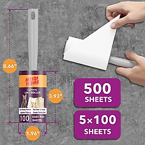 Lint Rollers for Pet Hair Extra Sticky, 500 Sheets Mega Value Set Lint Roller with 5 Upgraded Handles, 5 Rollers Portable Pet Lint Remover for Clothes, Furniture, Carpet, Dog & Cat Hair Removal…