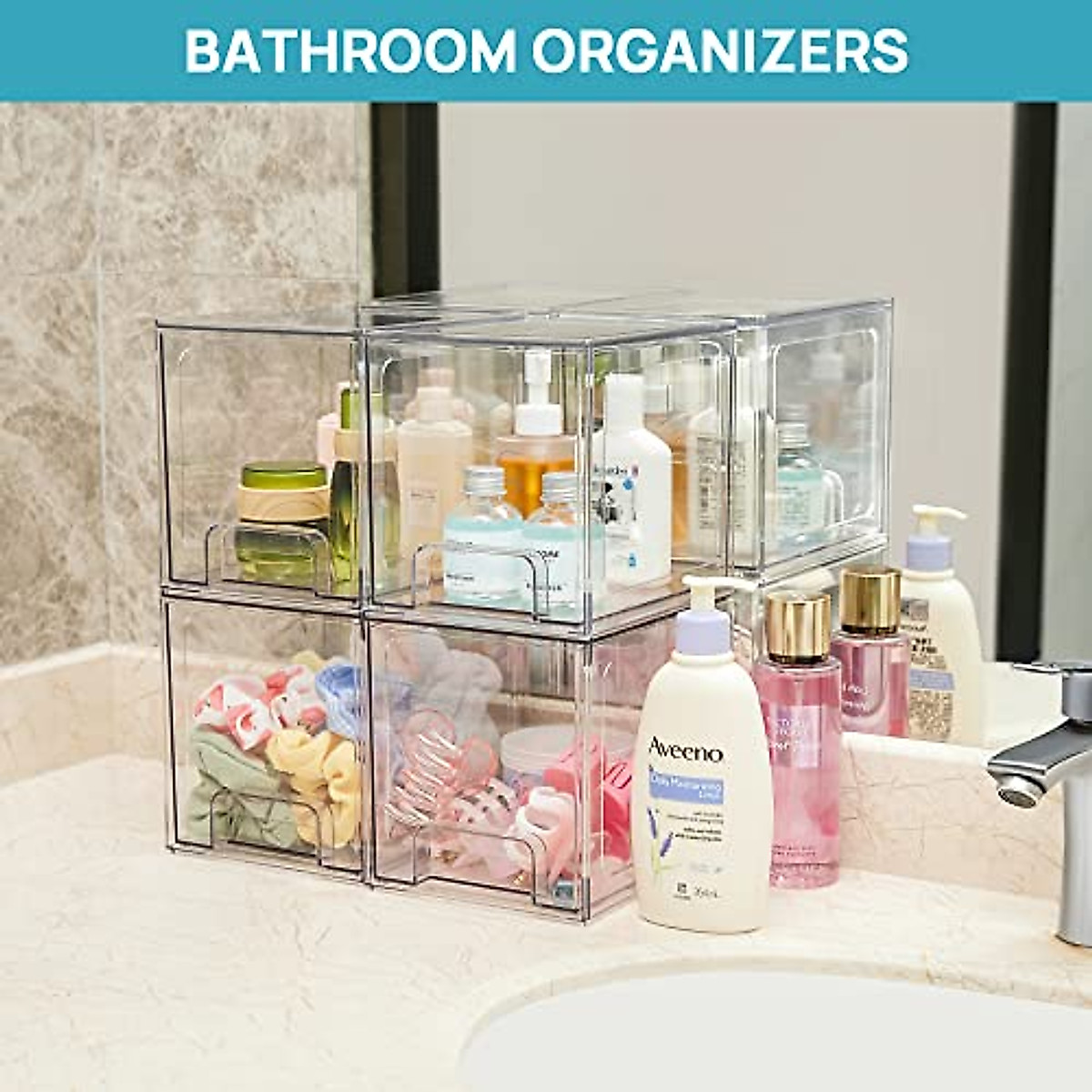 Vtopmart 4Pack 6.6'' Stackable Storage Drawers and 2Pack 4.4'' Stackable Storage Drawers