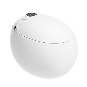 Smart Toilet One Piece Smart Bidet Toilet, Egg-Shaped Ceramic Toilet With Heated, Auto Smart Toilet With Warm Water Sprayer & Dryer (Light Beige 300mm) (White 400mm)