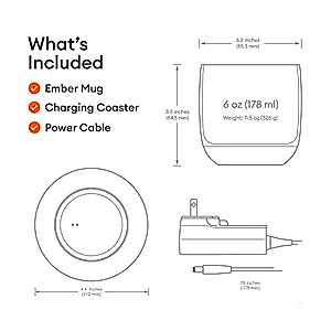 Ember Temperature Control Smart Cup, 6 oz, App-Controlled Heated Coffee Cup, Espresso Mug with 90 Min Battery Life, Black