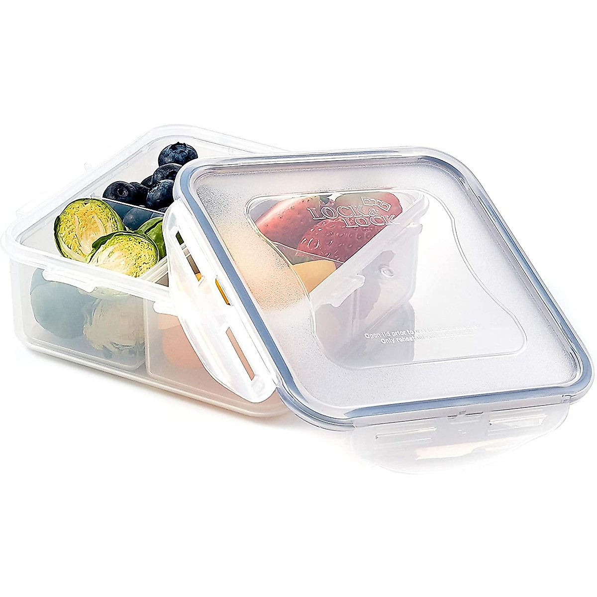 Generic 2 PACKS - LocknLock Easy Essentials Food lids/Pantry Storage/Airtight containers, BPA Free, With Dividers, 870 ml, 29oz, clear, Transparent, 2XHPL823C