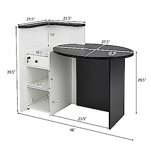 Tangkula Reception Desk, Front Counter Desk with Lockable Drawer & Adjustable Shelf, Oval Desktop, Retail Counter for Checkout, Computer Workstation for Salon Lobby Office, Home Office Desk