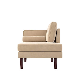 DHP Nola Mid Century Modern Upholstered Daybed and Chaise Lounger, Ivory Velvet