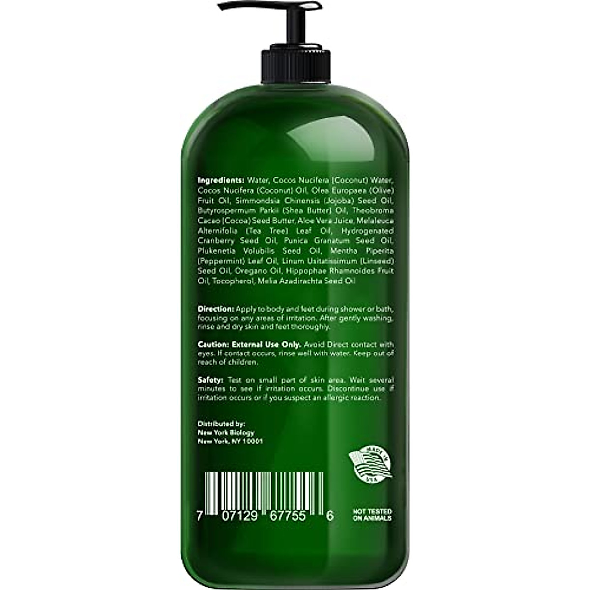 New York Biology Tea Tree Body Wash for Men and Women - Moisturizing Body Wash Helps Soothe Itchy Skin, Jock Itch, Athletes Foot, Nail Fungus, Eczema, Body Odor and Ringworm - 16.9 Fl Oz