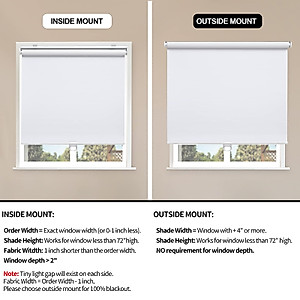 Sunoff Blackout Roller Shades Blinds Cordless for Windows Pull Down Room Darkening Door Blinds with Thermal Insulated Easy to Install for Living Room,Bedroom,Home,Office Bathroom White 23" W x 72" H