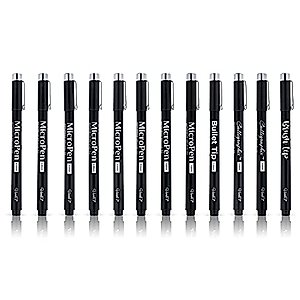 Vanli's 12 Pack Fine Tip Art Pens for Drawing. Waterproof Archival Fineliner Calligraphy Hand Lettering Pens. Microline Bible Journaling Pens, 12 Pack
